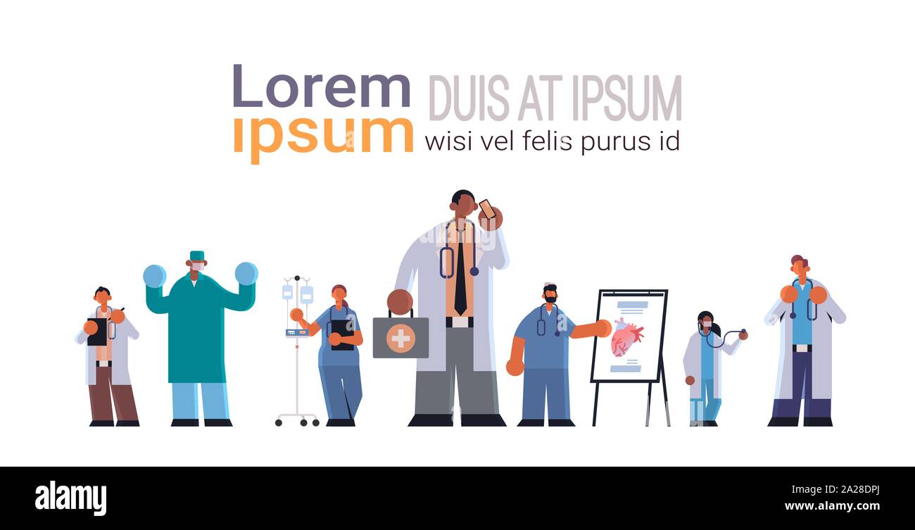 doctors in uniform different clinic hospital workers standing together ...