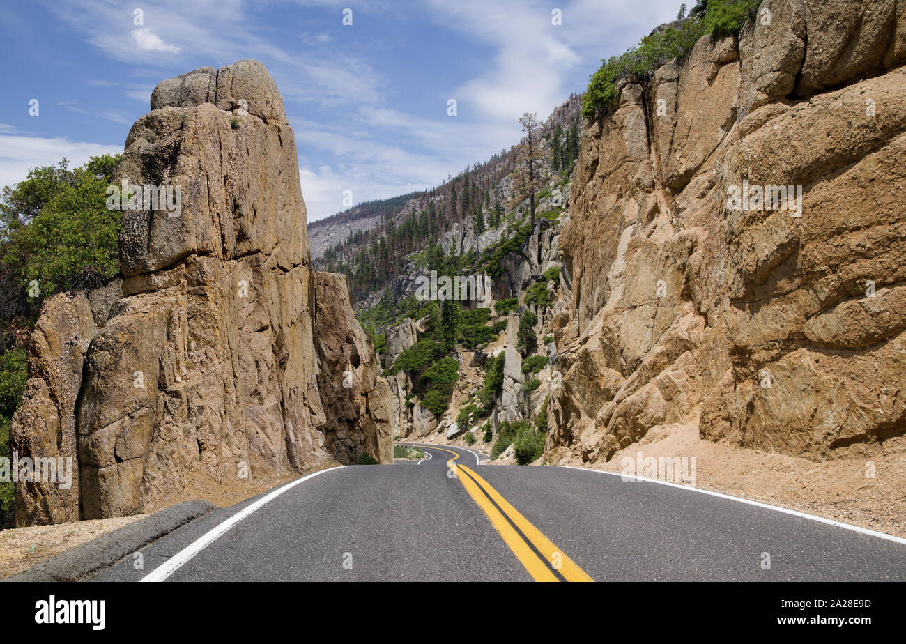 California Scenic Mountain Road: A two lane highway passes through a ... California Scenic Mountain Road: A two lane highway passes through a ...