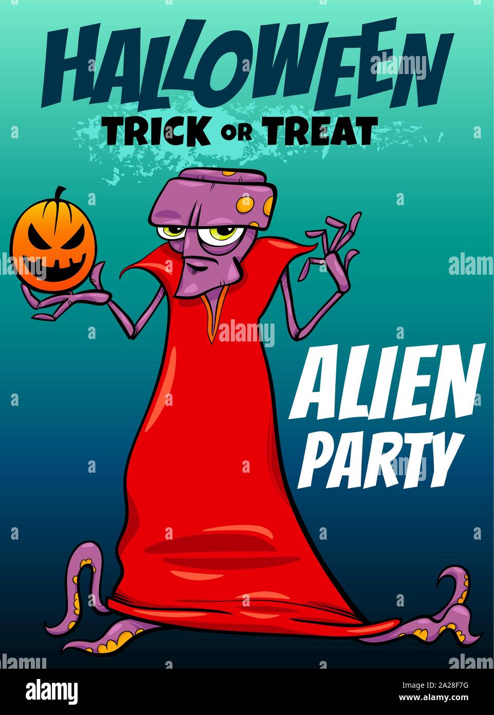Cartoon Illustration of Halloween Holiday Party Poster or Banner Design ...