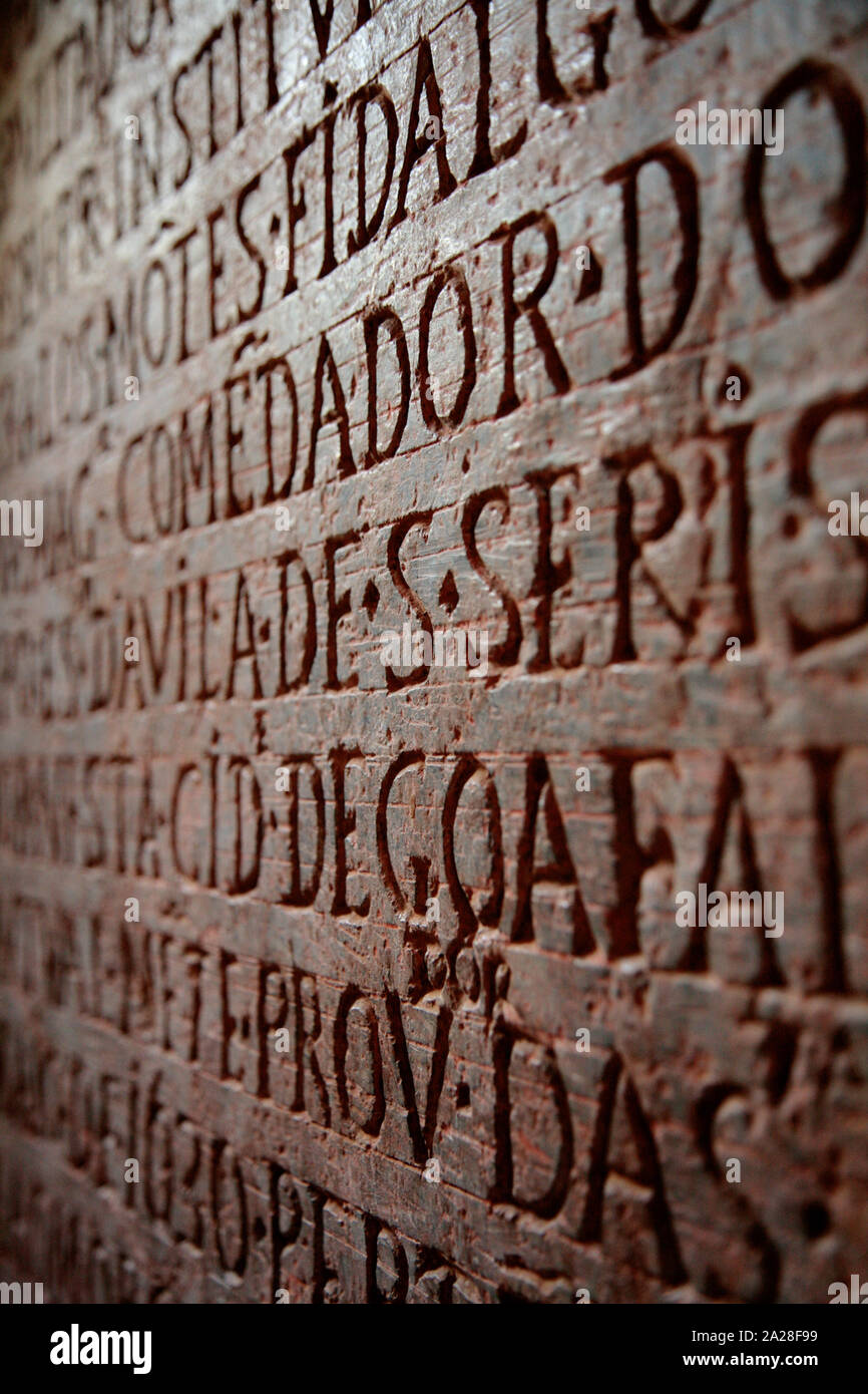 Ancient stone slab with the cut out text in English Stock Photo - Alamy