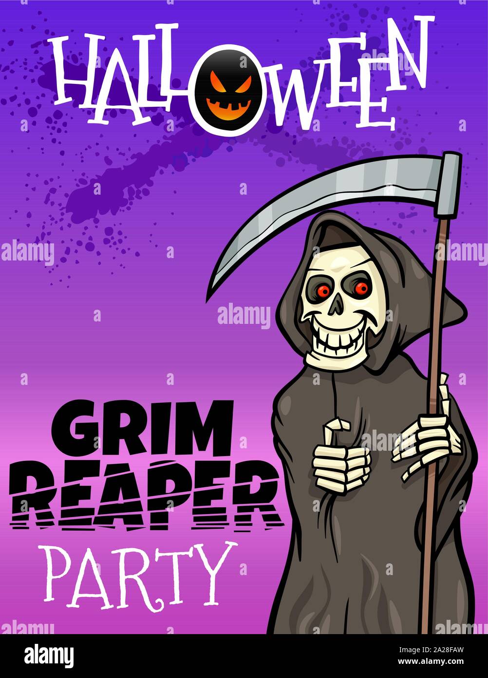 Cartoon Illustration of Halloween Holiday Party Poster or Banner Design ...
