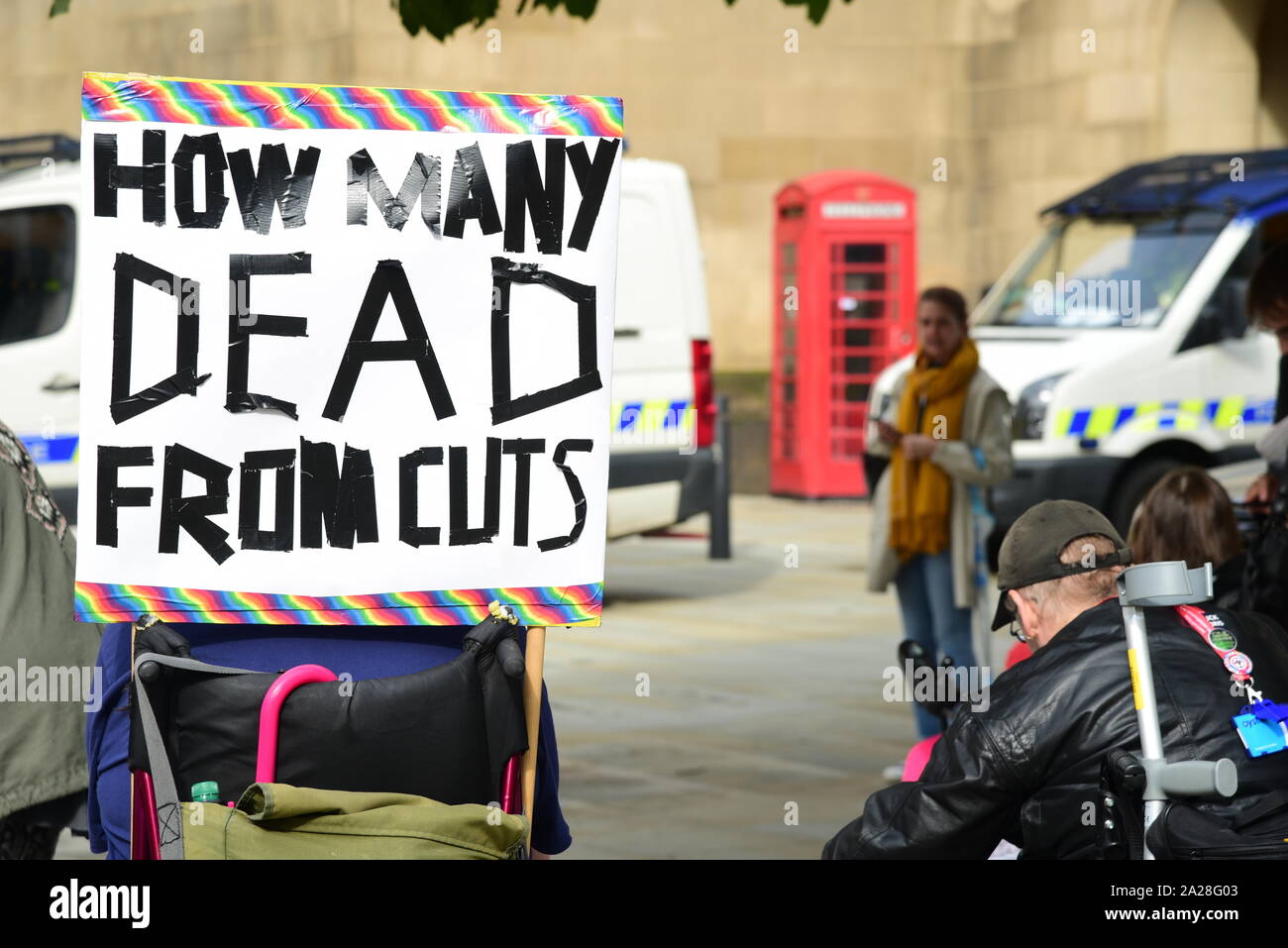 Disability cuts ptotest Stock Photo - Alamy