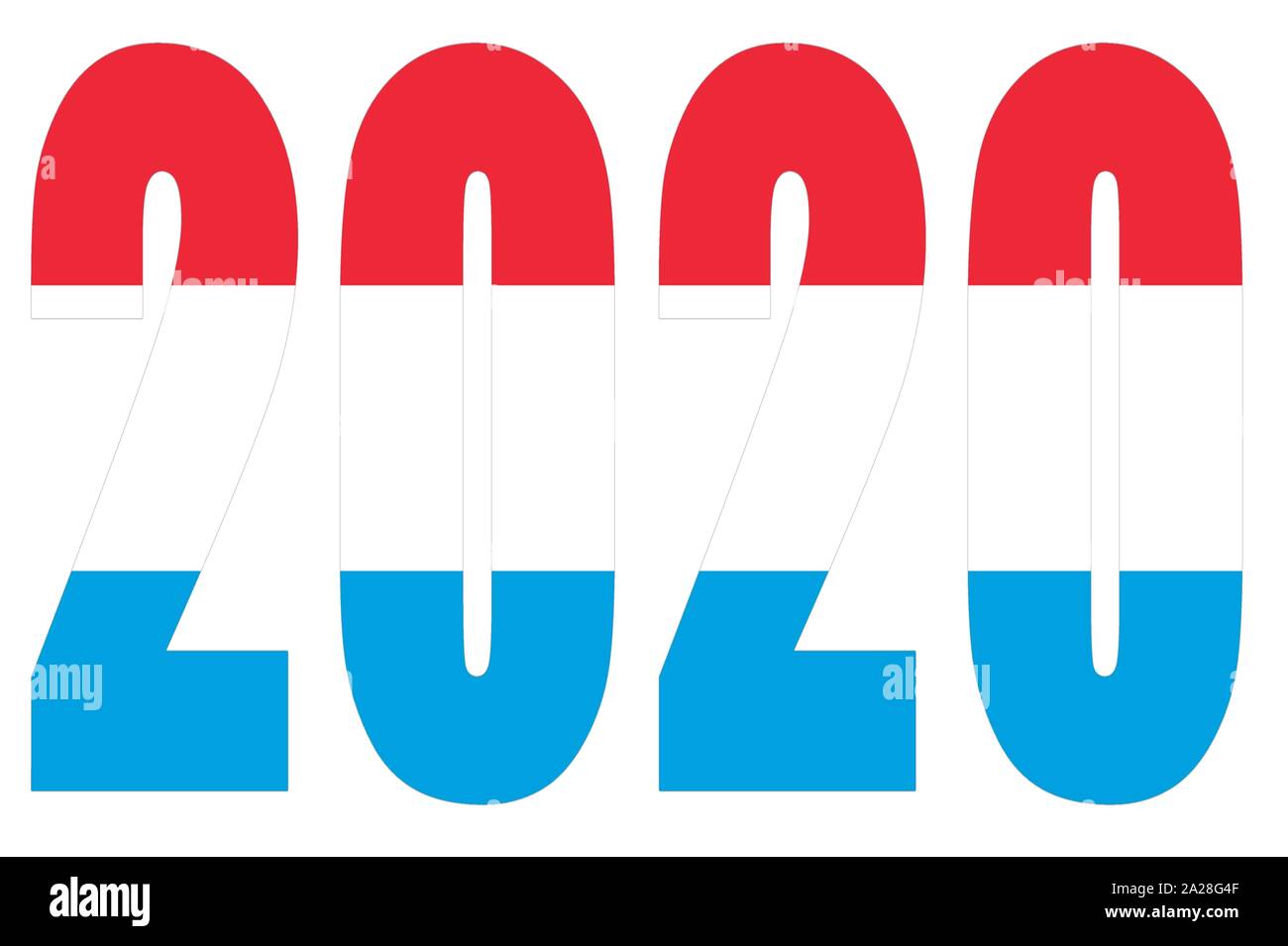 Isolated banners numeral for the year 2020 with a white background ...