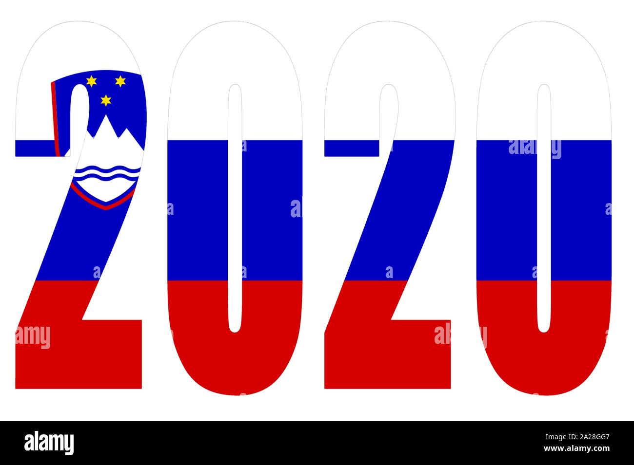 Isolated banners numeral for the year 2020 with a white background ...