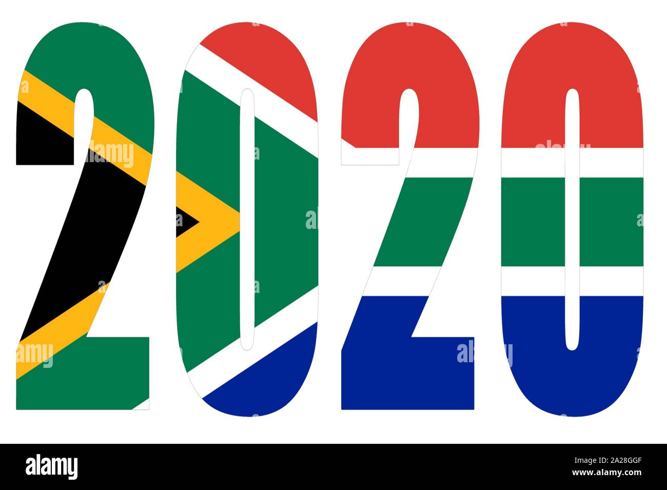 Isolated banners numeral for the year 2020 with a white background ...