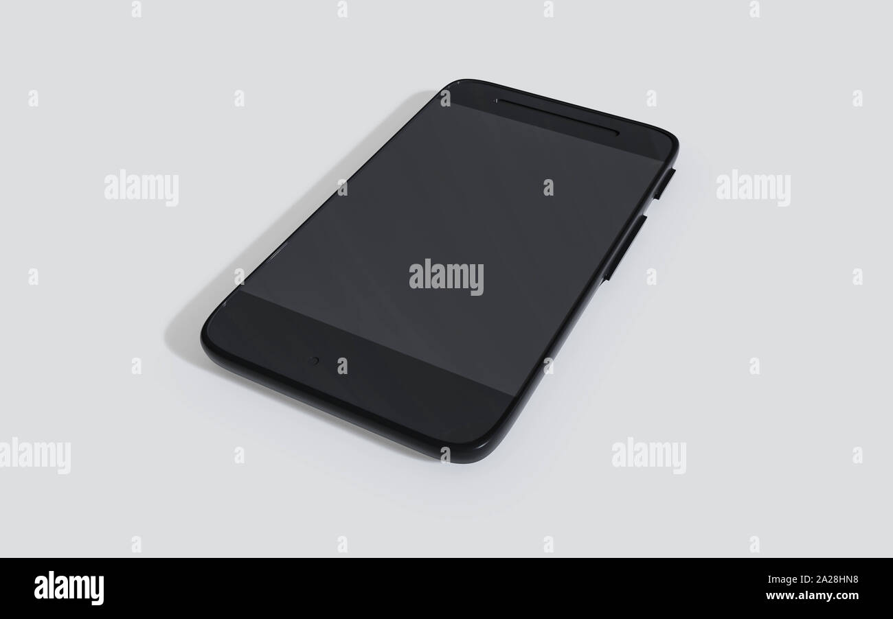 Modern dark black smartphone mobile 3d render illustration Stock Photo ...