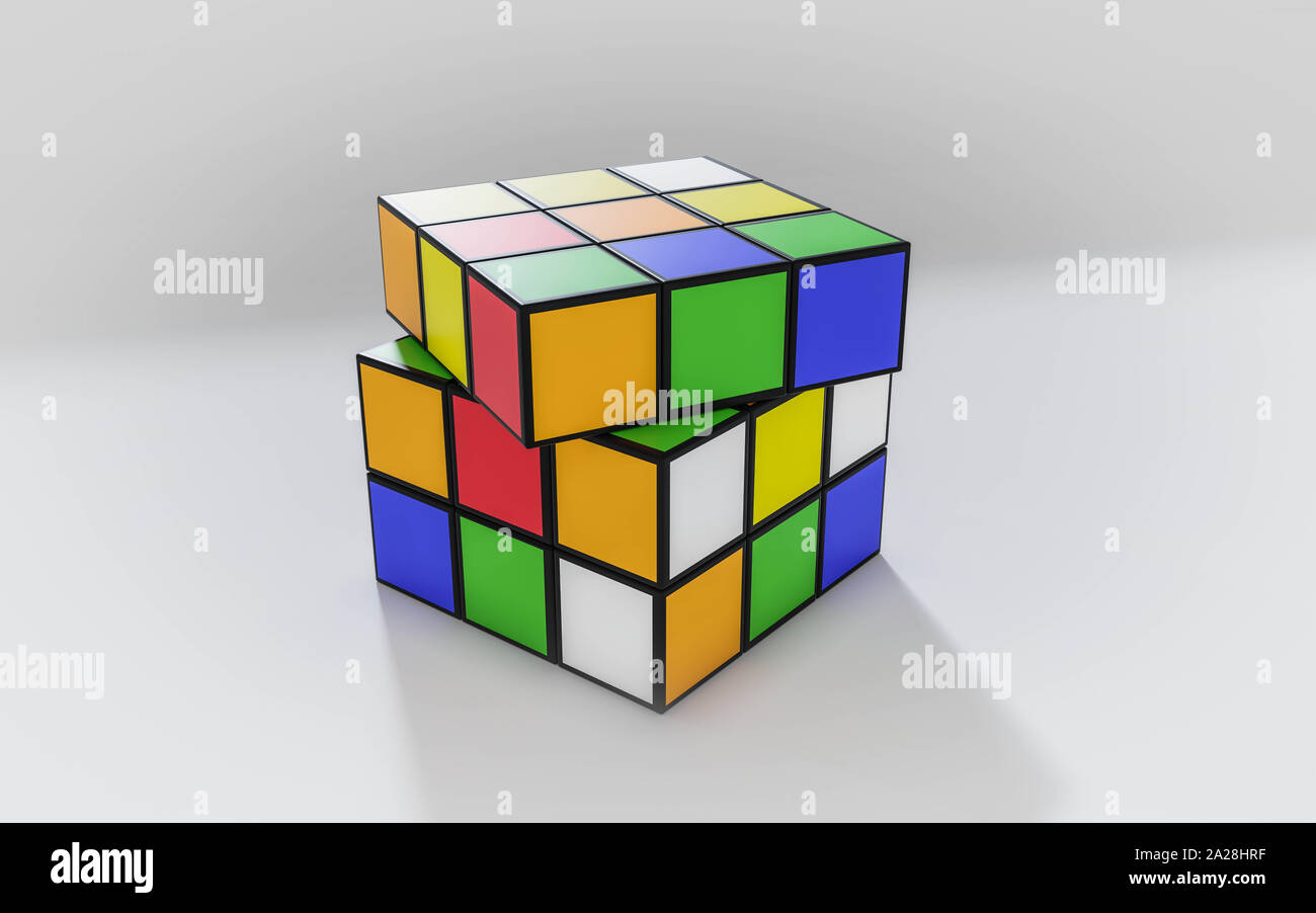 Rubik's cube with white background 3d render Stock Photo - Alamy