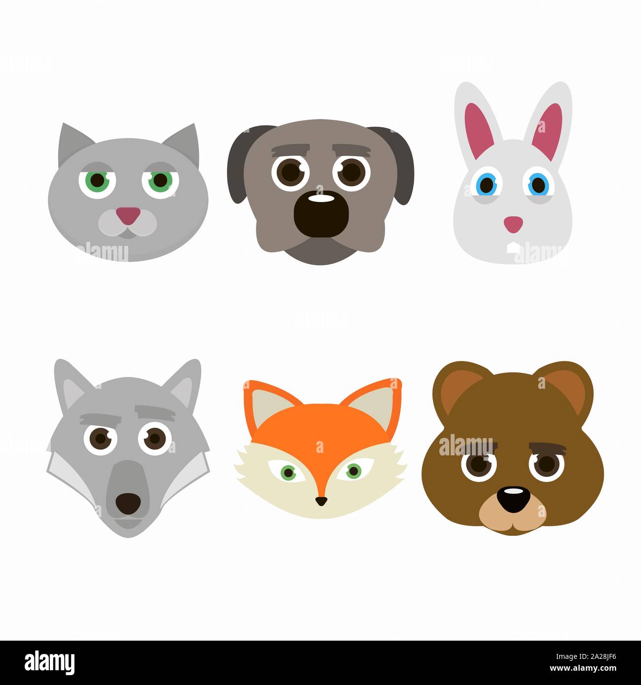 Set of animal faces. Vector illustration Stock Vector Image & Art - Alamy