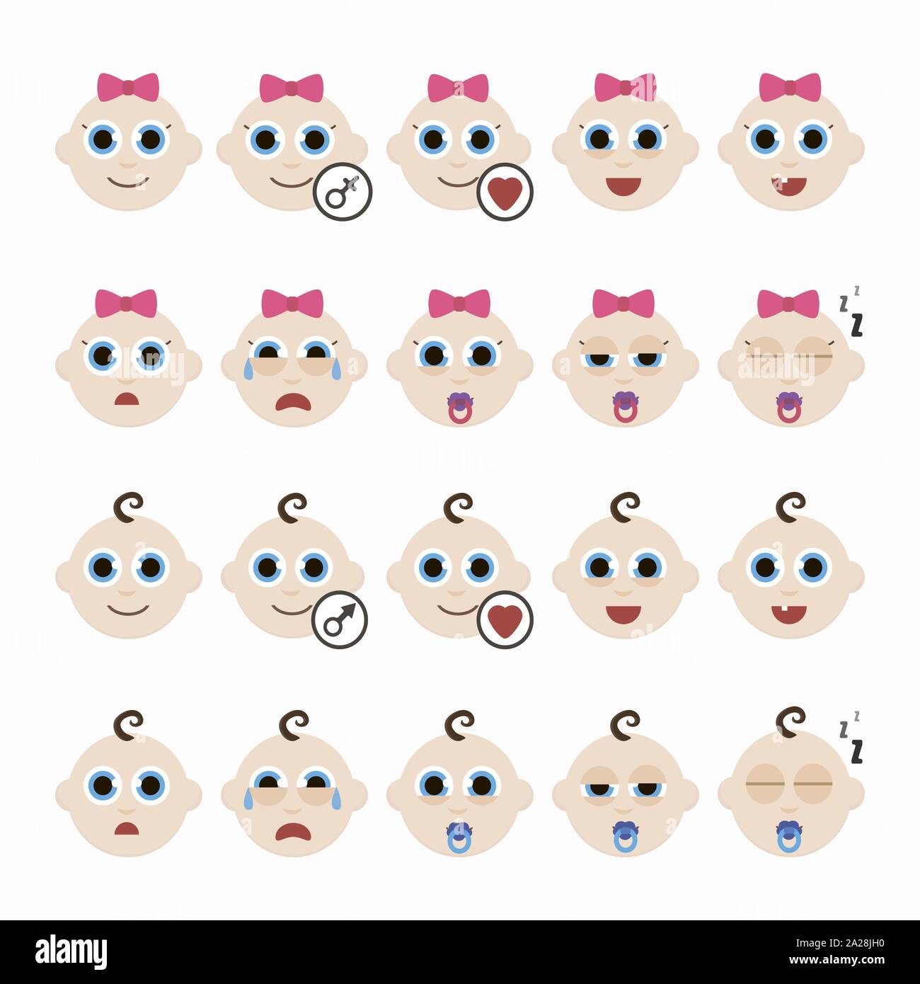 Set of cute baby emoticons. Vector illustration Stock Vector Image ...