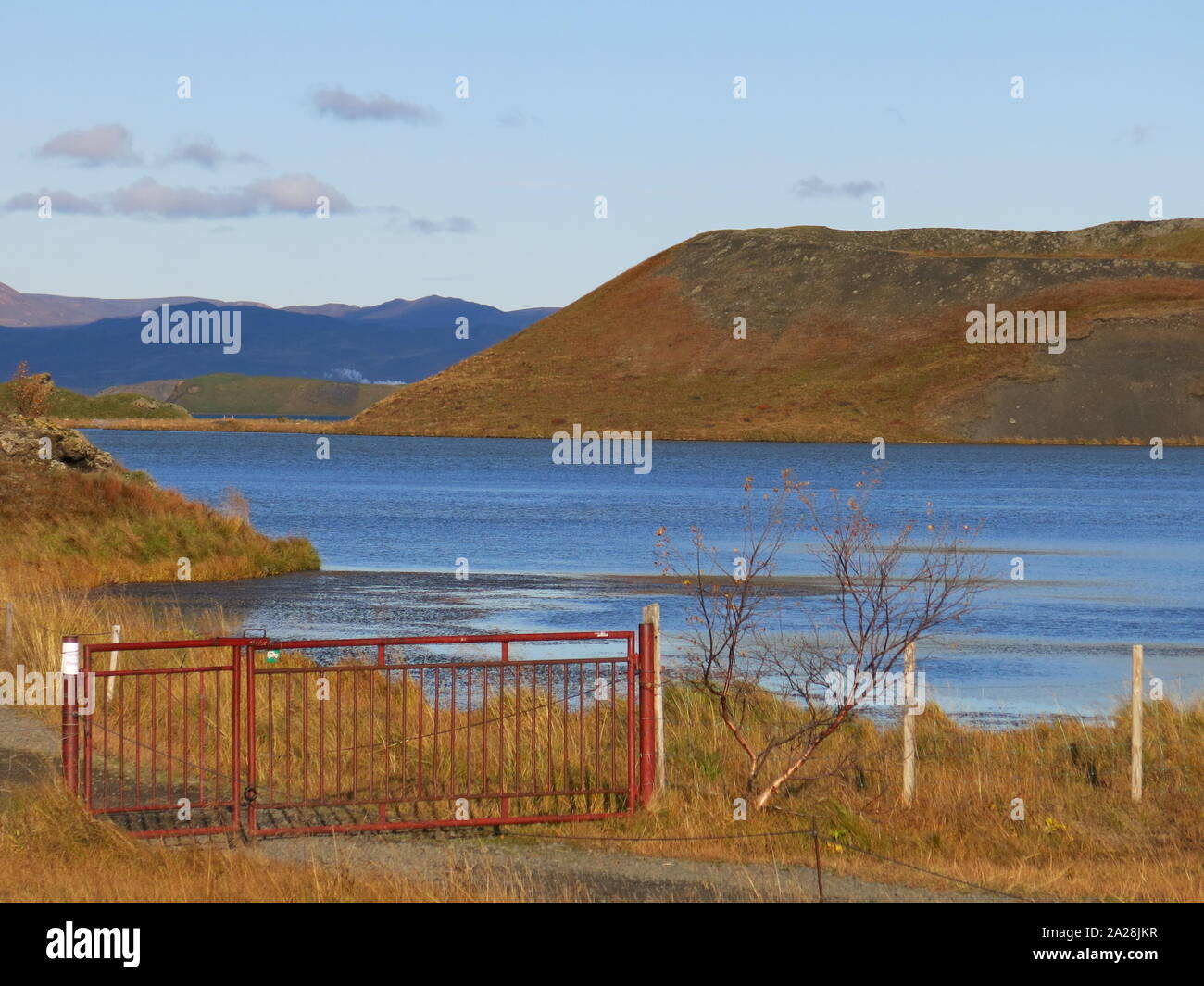 A favourite tourist destination in northern Iceland, Lake Myvatn, or ...