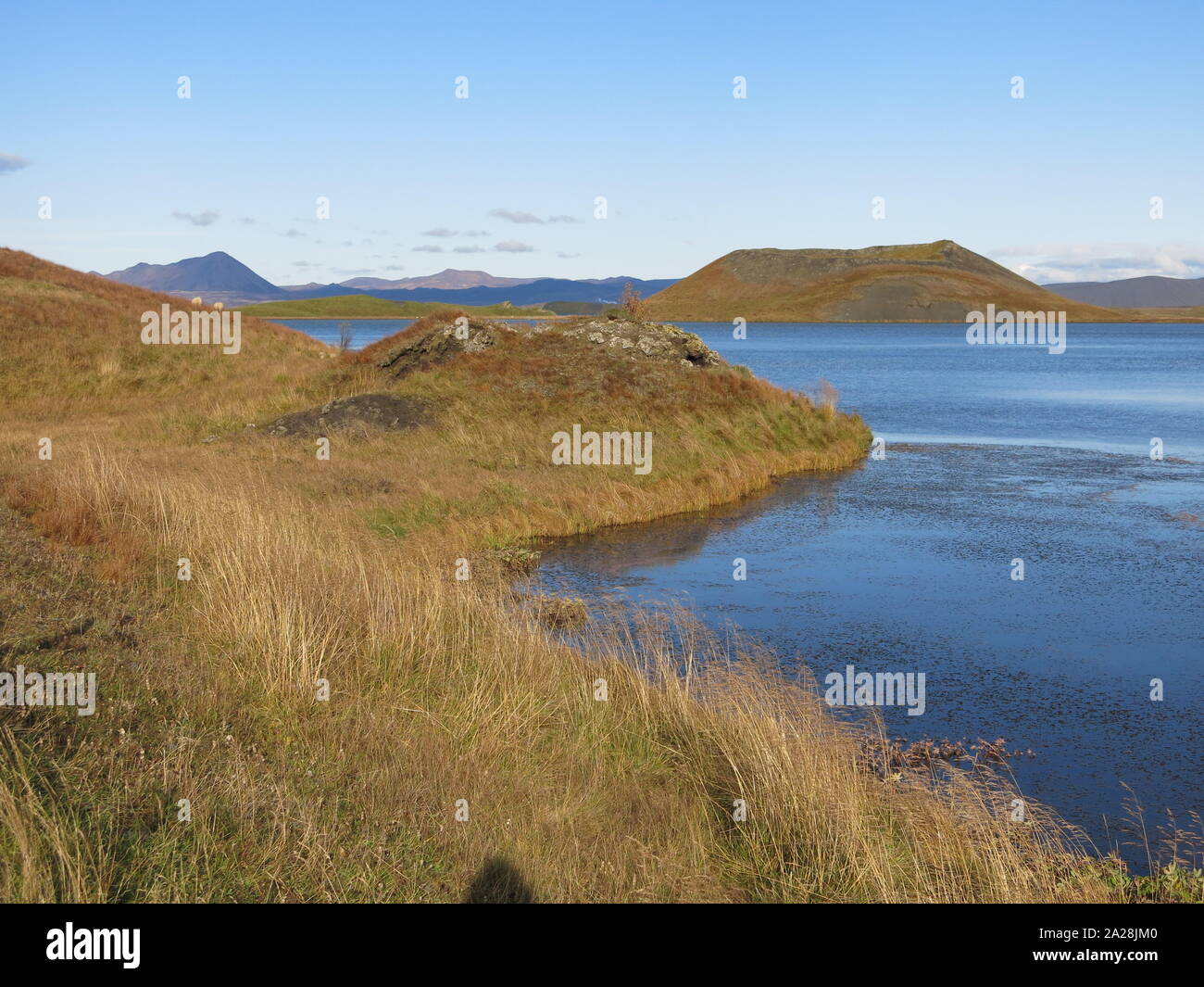 A favourite tourist destination in northern Iceland, Lake Myvatn, or ...