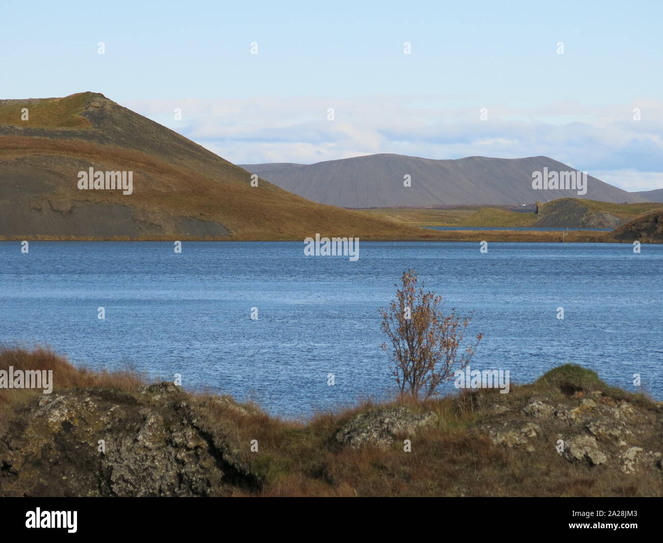 A favourite tourist destination in northern Iceland, Lake Myvatn, or ...