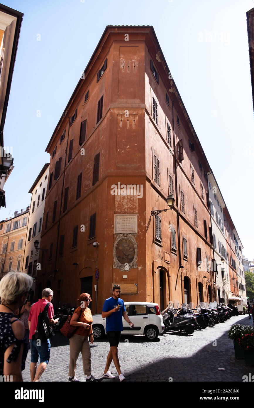 Huge line of narrow tall street buildings narrowing to a cut off point ...