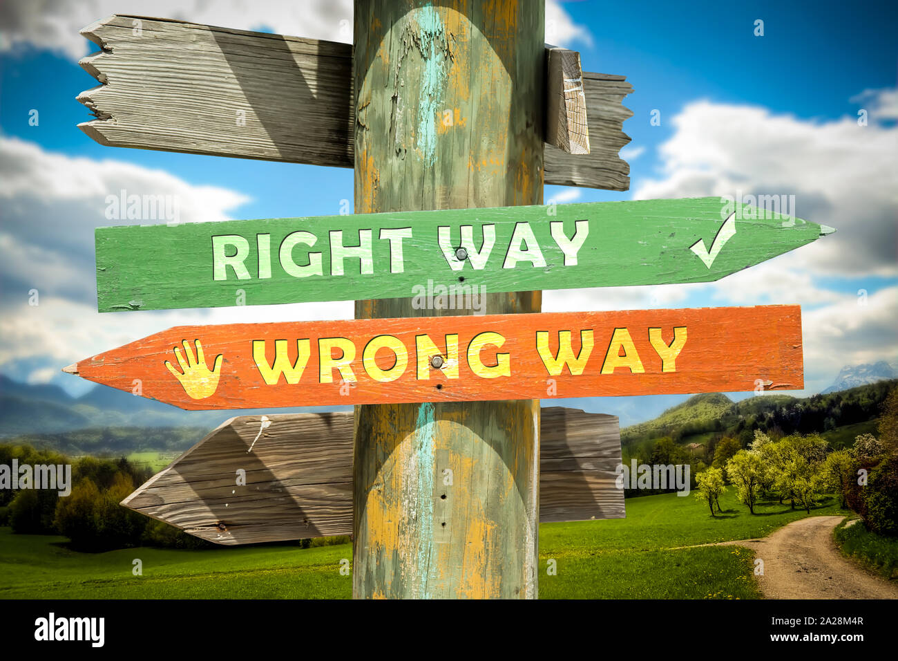 Street Sign RIGHT WAY versus WRONG WAY Stock Photo - Alamy