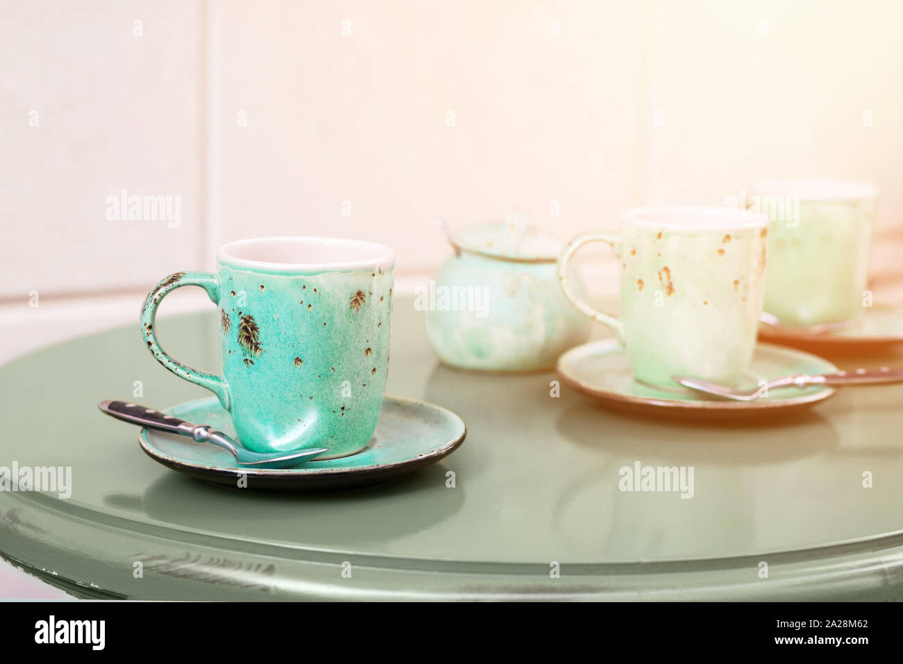 Tea cups on table hi-res stock photography and images - Alamy