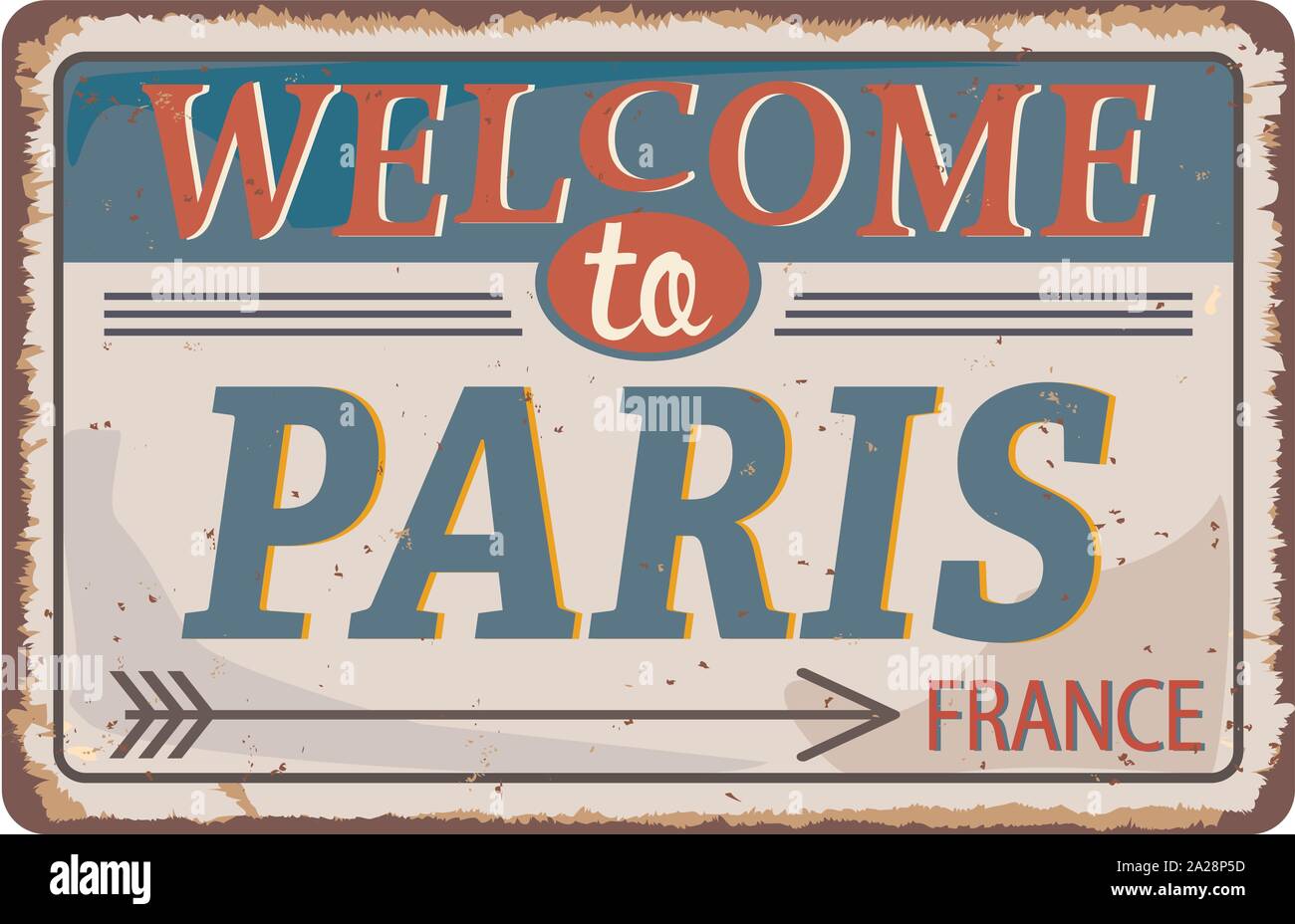 Welcome to Paris Vintage blank metal sign with text Vector EPS 10 Stock ...