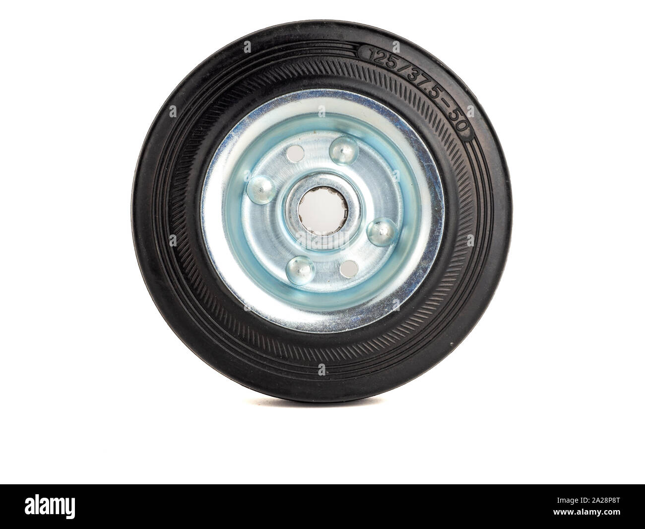 Steel industrial wheel with rubber tire Stock Photo - Alamy