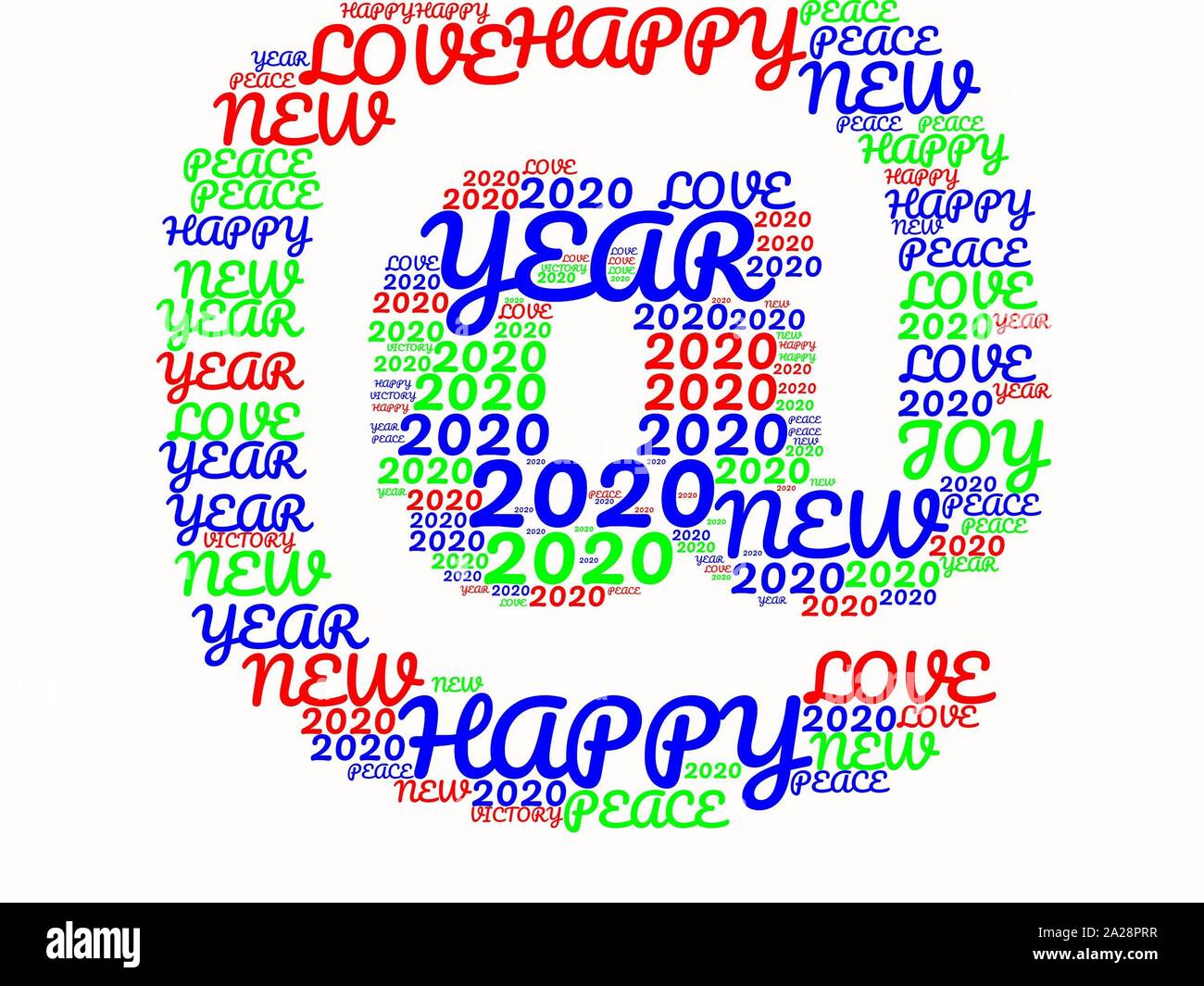 Word cloud in the form of @ and congratulations for the year 2020 Stock ...