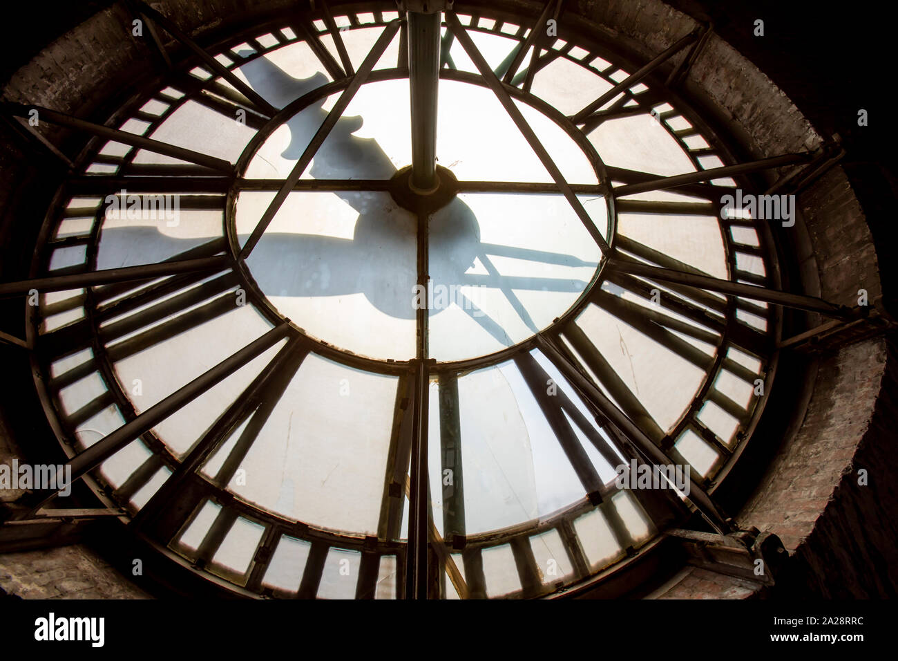 Vintage gravity driven clock tower mechanisms and dials Stock Photo - Alamy