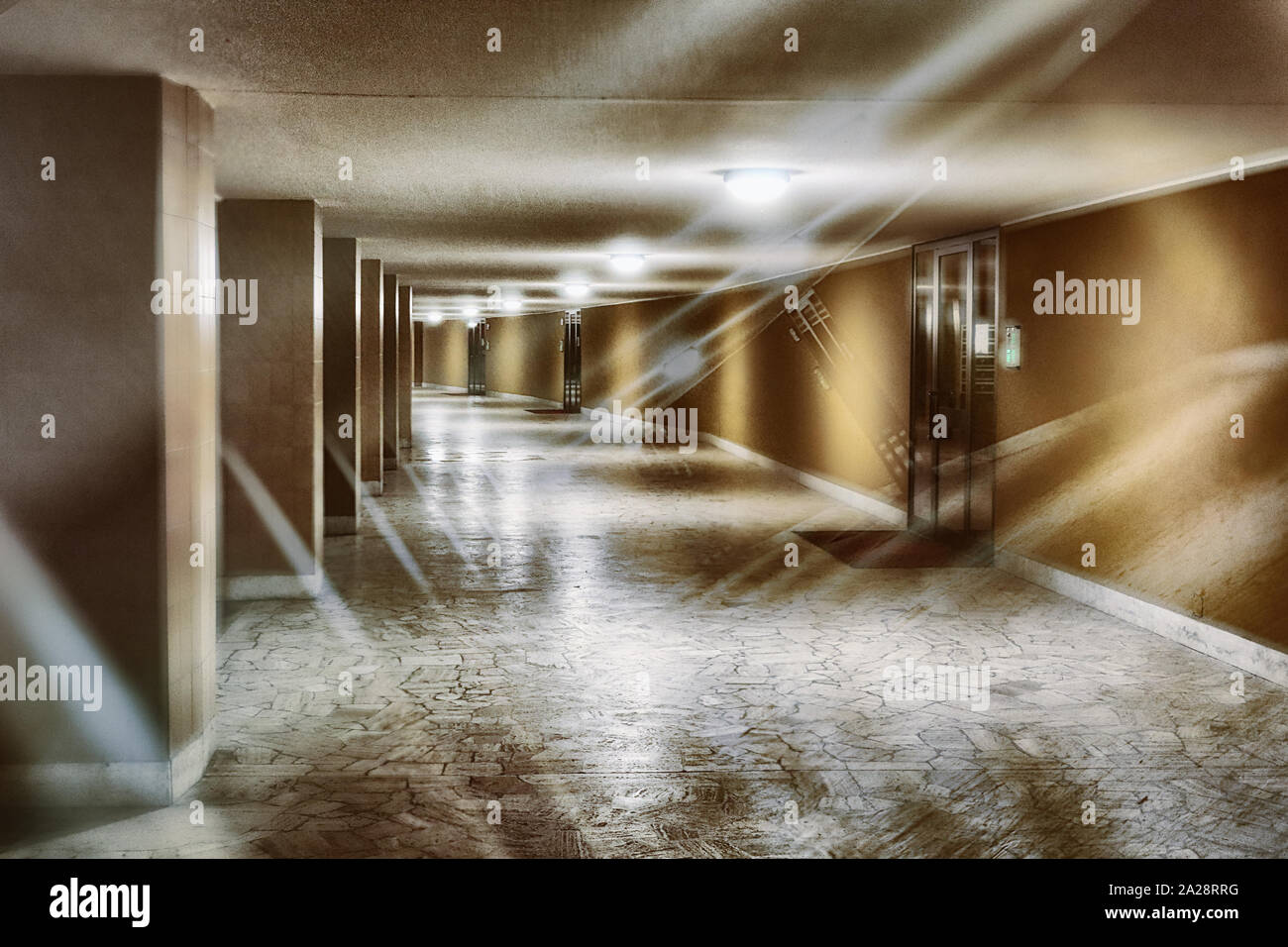 surreal apperance of corridor. Corridor with windows Stock Photo - Alamy