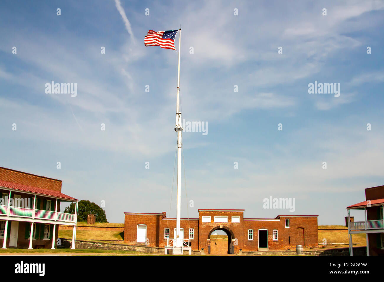 American flag flying over Fort McHenry National Monument and Historic ...