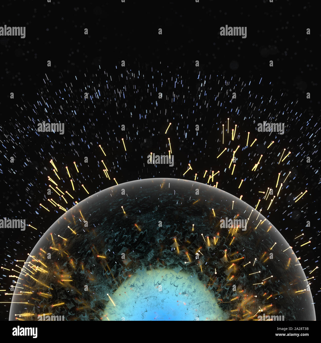 A cell surrounded by membrane, the concept of biotechnology, 3d ...