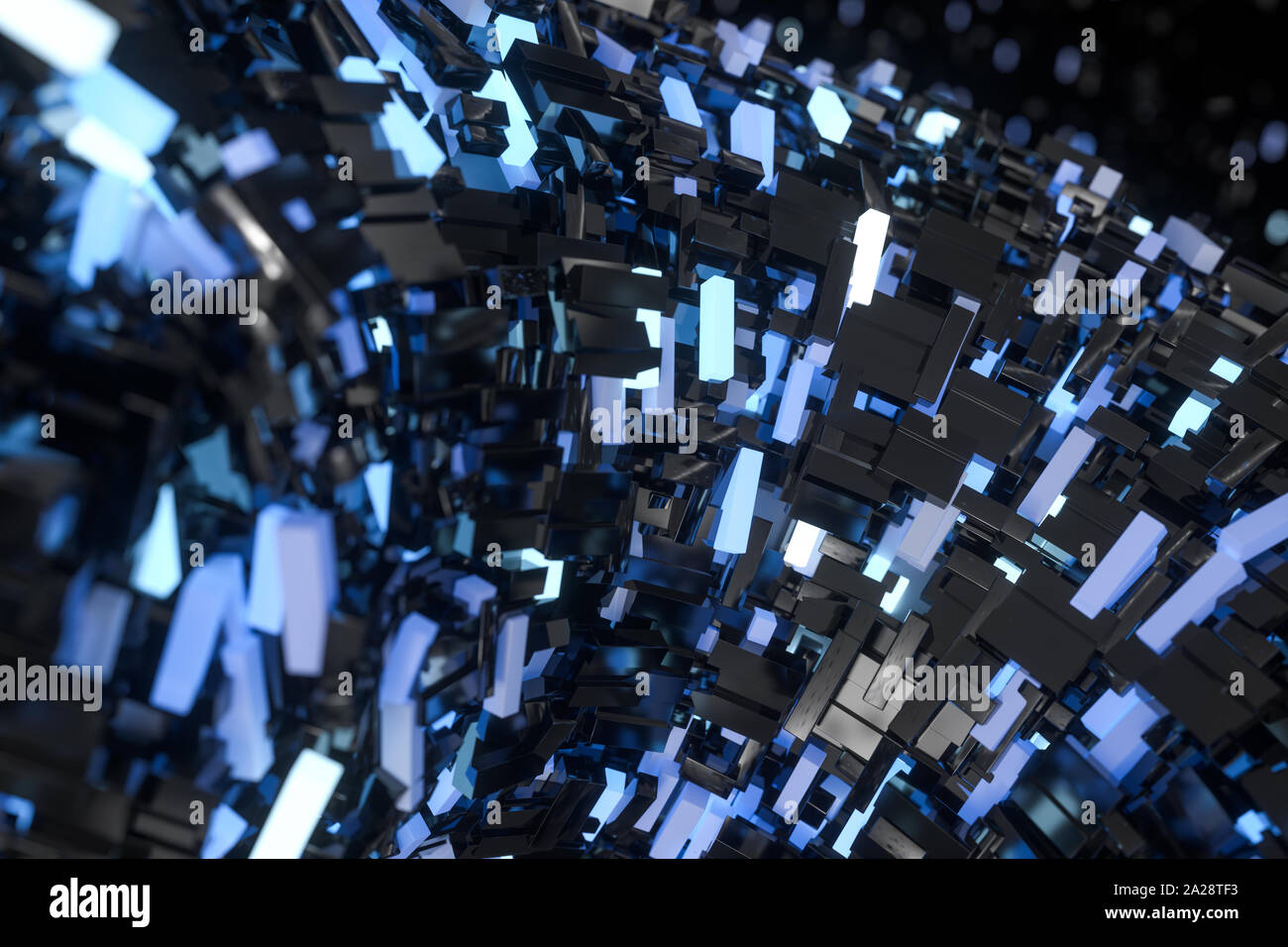 Tunnel made of blocks, technology background, 3d rendering. Computer ...