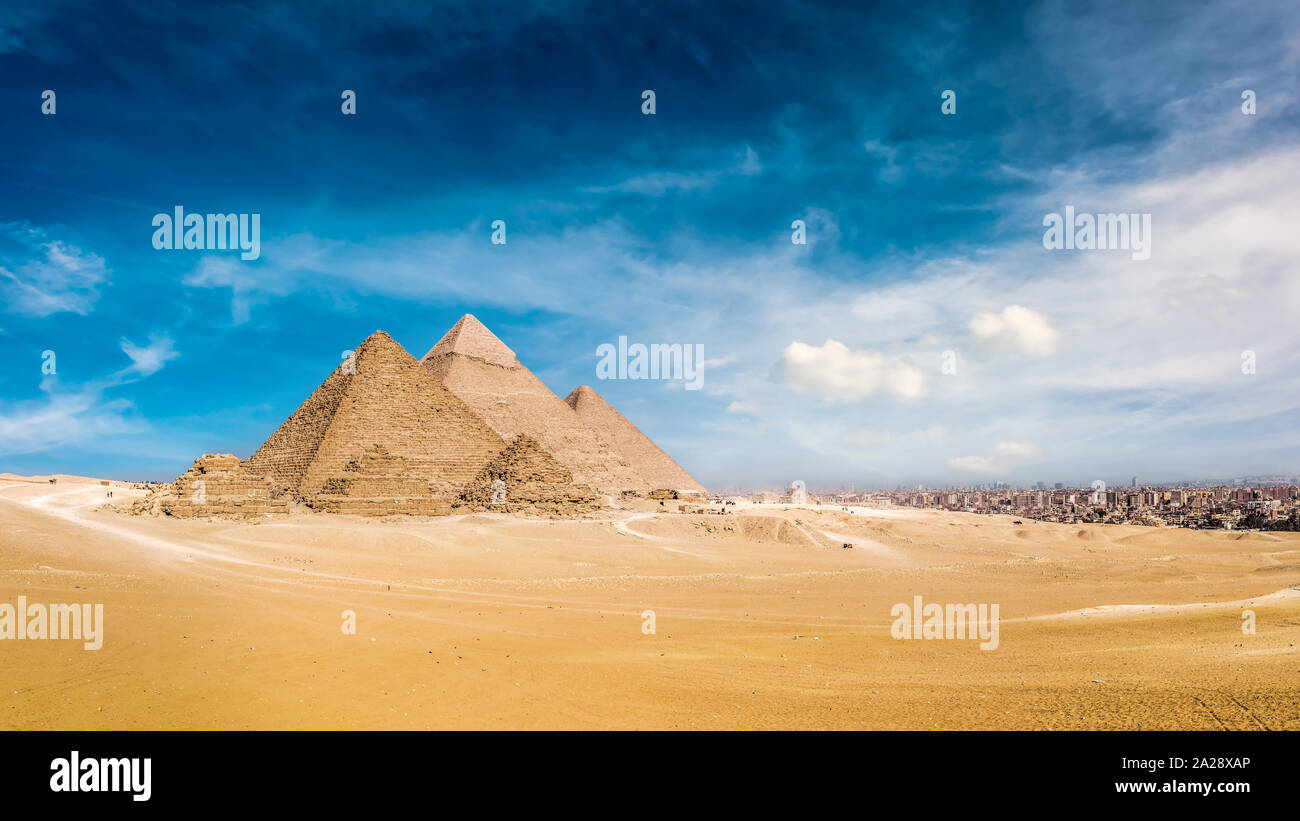 Panorama of the Great Pyramids of Giza, Egypt Stock Photo - Alamy