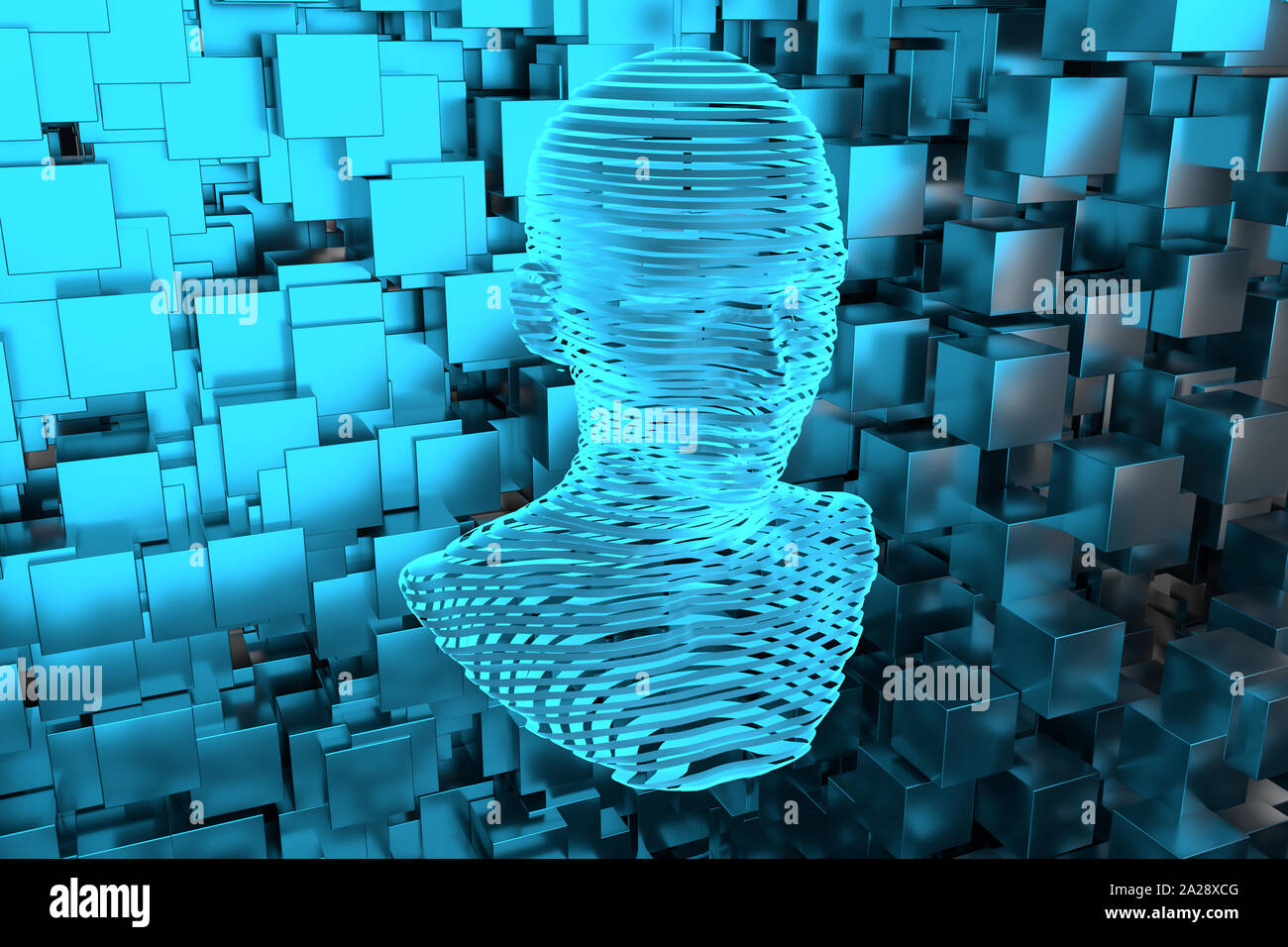 The head of the virtual robot with concepts of artificial intelligence ...