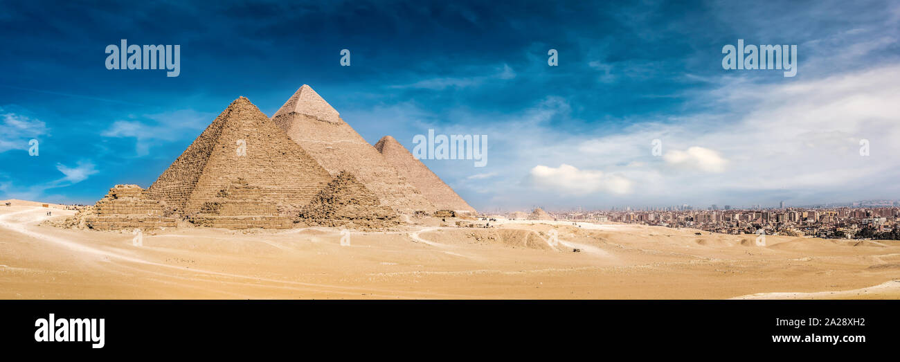 Panorama of the Great Pyramids of Giza, Egypt Stock Photo - Alamy