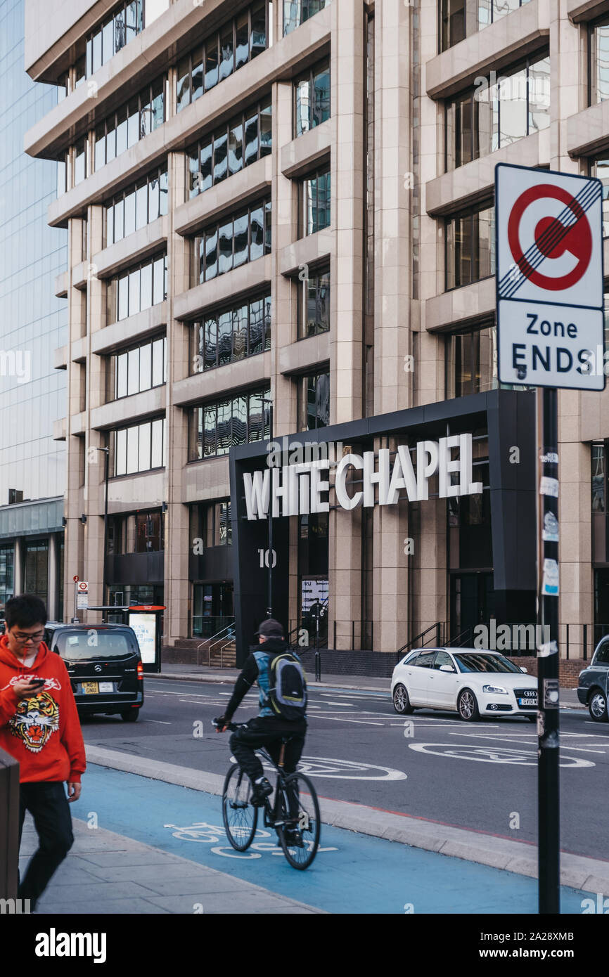 London, UK - September 07, 2019: Exterior of White Chapel Building, a ...