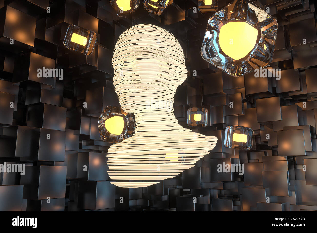 The head of the virtual robot with concepts of artificial intelligence ...