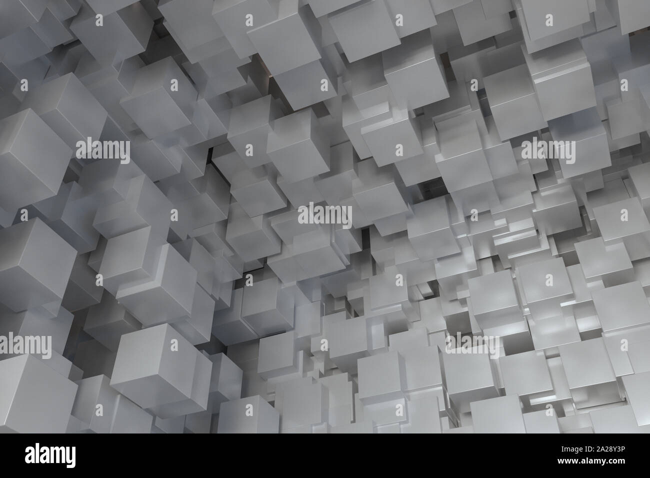 The room made of cubes, in three-dimensional space, 3d rendering. Computer digital drawing Stock ...