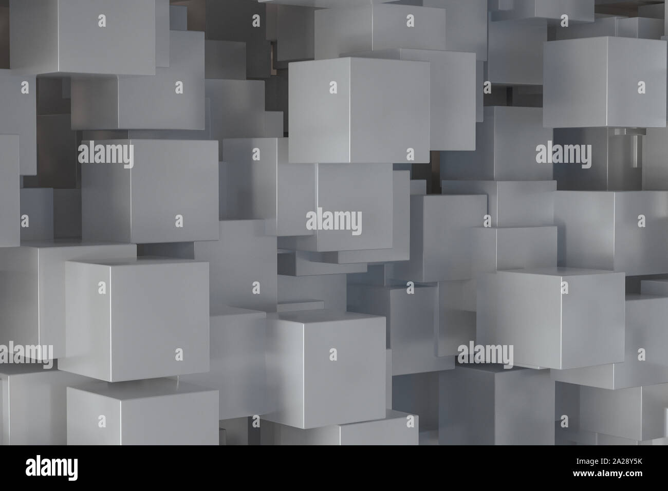 The room made of cubes, in three-dimensional space, 3d rendering. Computer digital drawing Stock ...