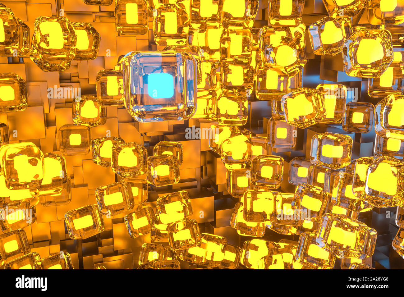 The room made of cubes, in three-dimensional space, 3d rendering. Computer digital drawing Stock ...