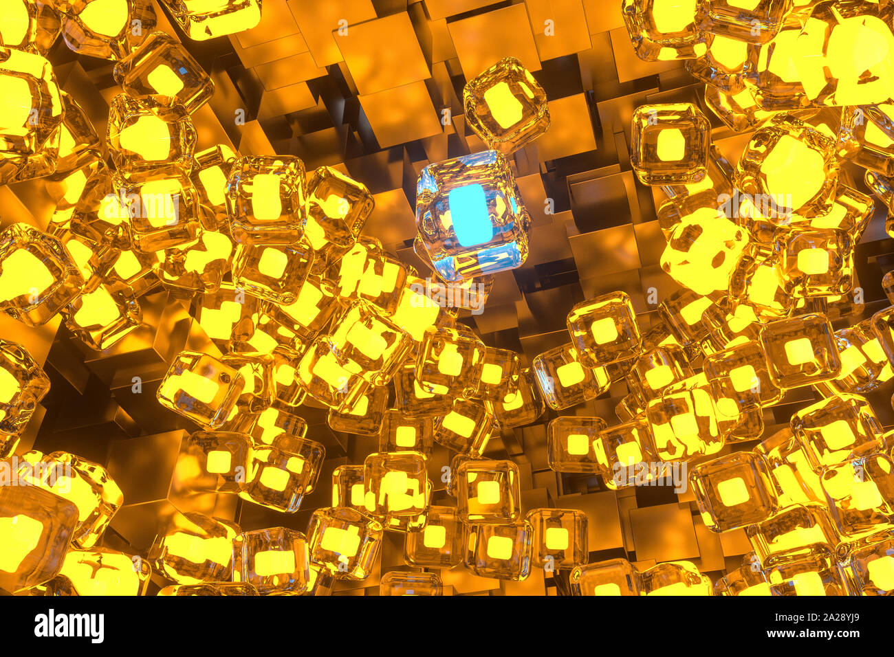 The room made of cubes, in three-dimensional space, 3d rendering. Computer digital drawing Stock ...