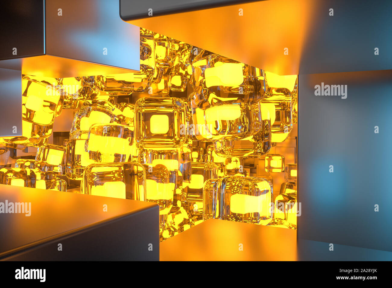 The room made of cubes, in three-dimensional space, 3d rendering ...