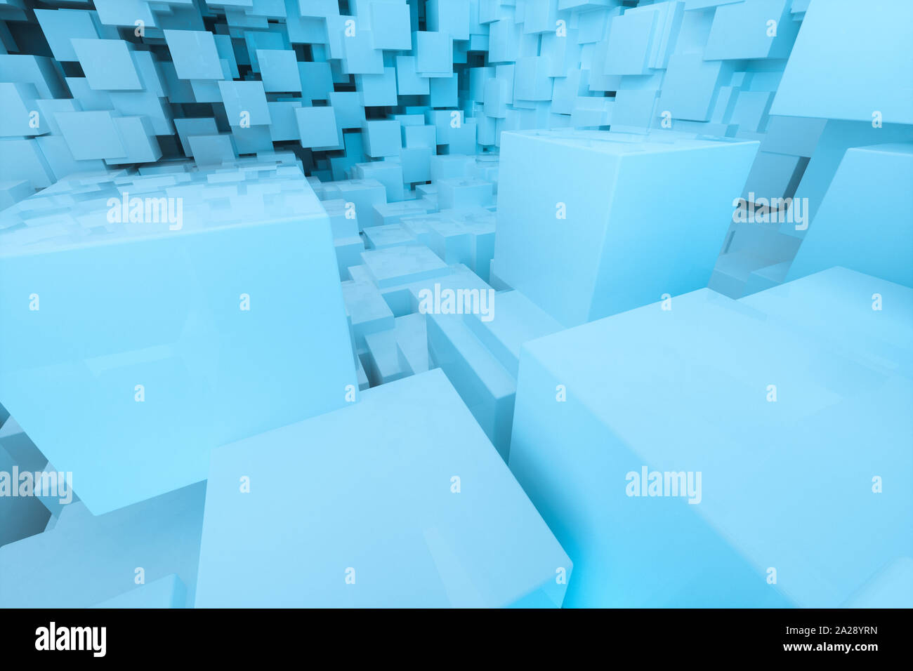 The room made of cubes, in three-dimensional space, 3d rendering. Computer digital drawing Stock ...