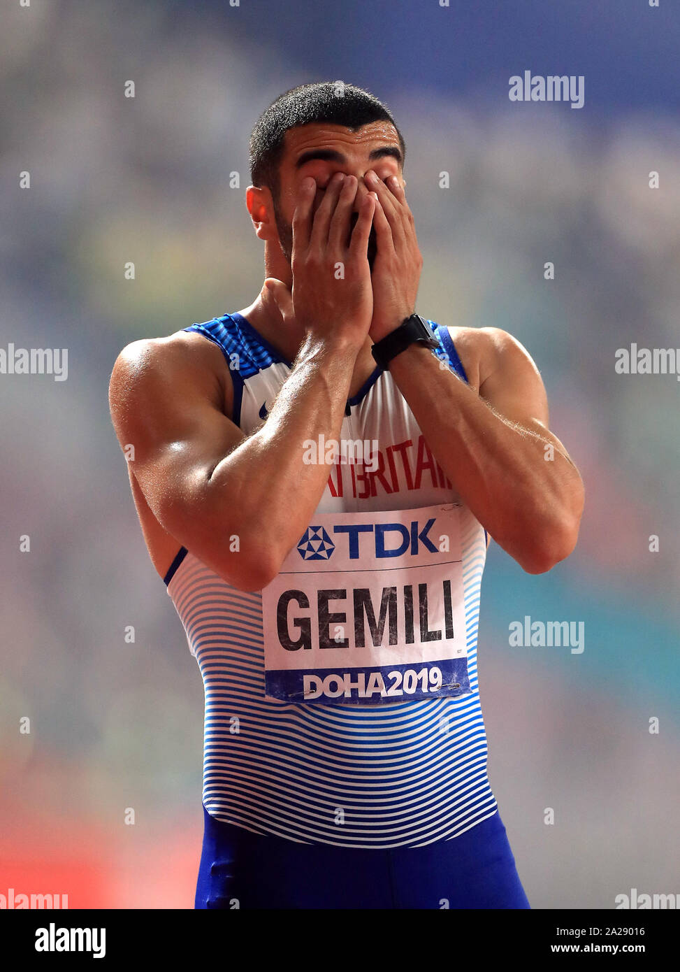 Great Britain's Adam Gemili reacts after placing fourth in the Men's ...