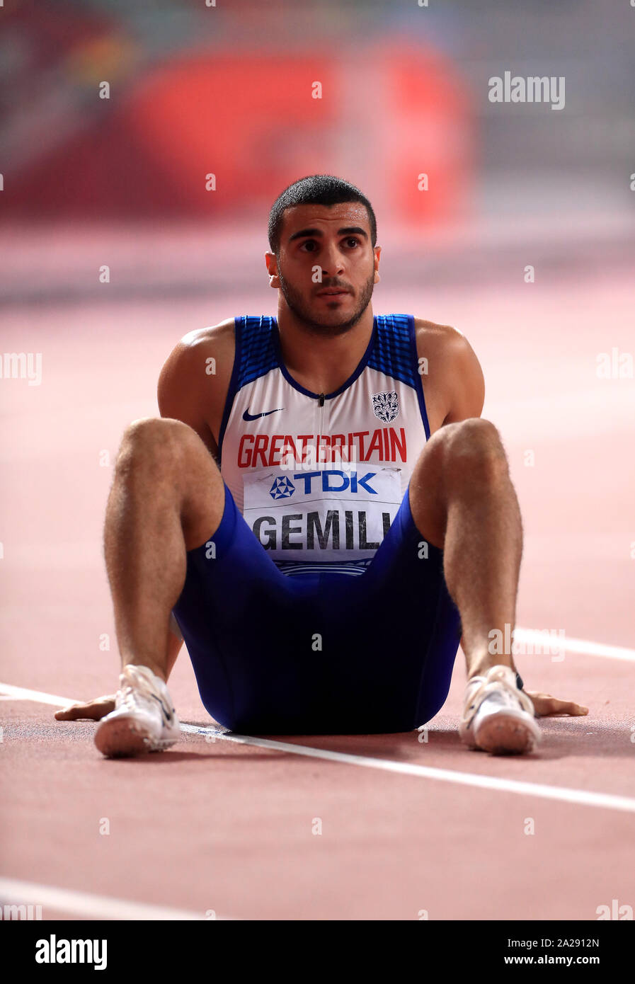 Great Britain's Adam Gemili reacts after placing fourth in the Men's ...
