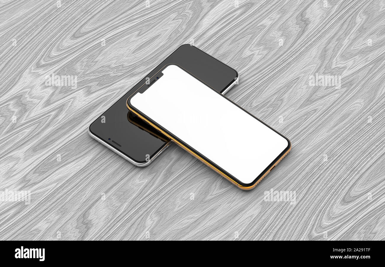 Smartphones design, template, isolated on white. Mockup Stock Photo - Alamy