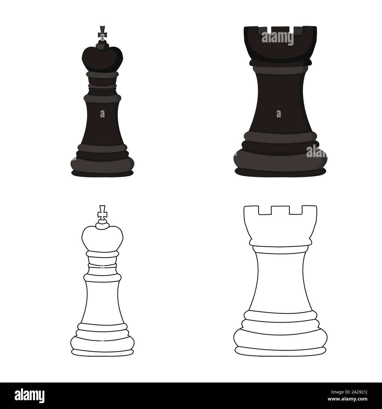 Vector illustration of checkmate and thin sign. Set of checkmate and ...