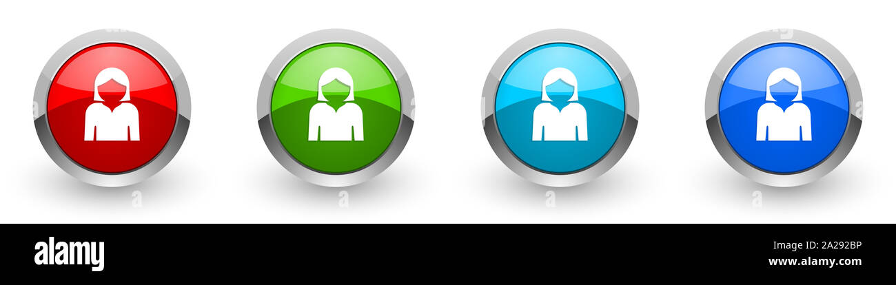 Profile avatar silver metallic glossy icons, set of modern design ...
