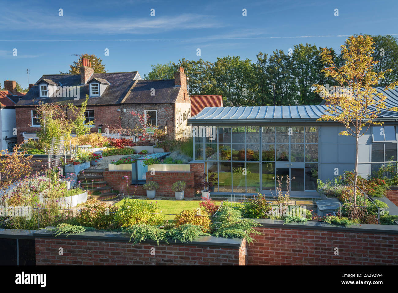 Recently built modern house with beautiful terraced roof top garden on ...