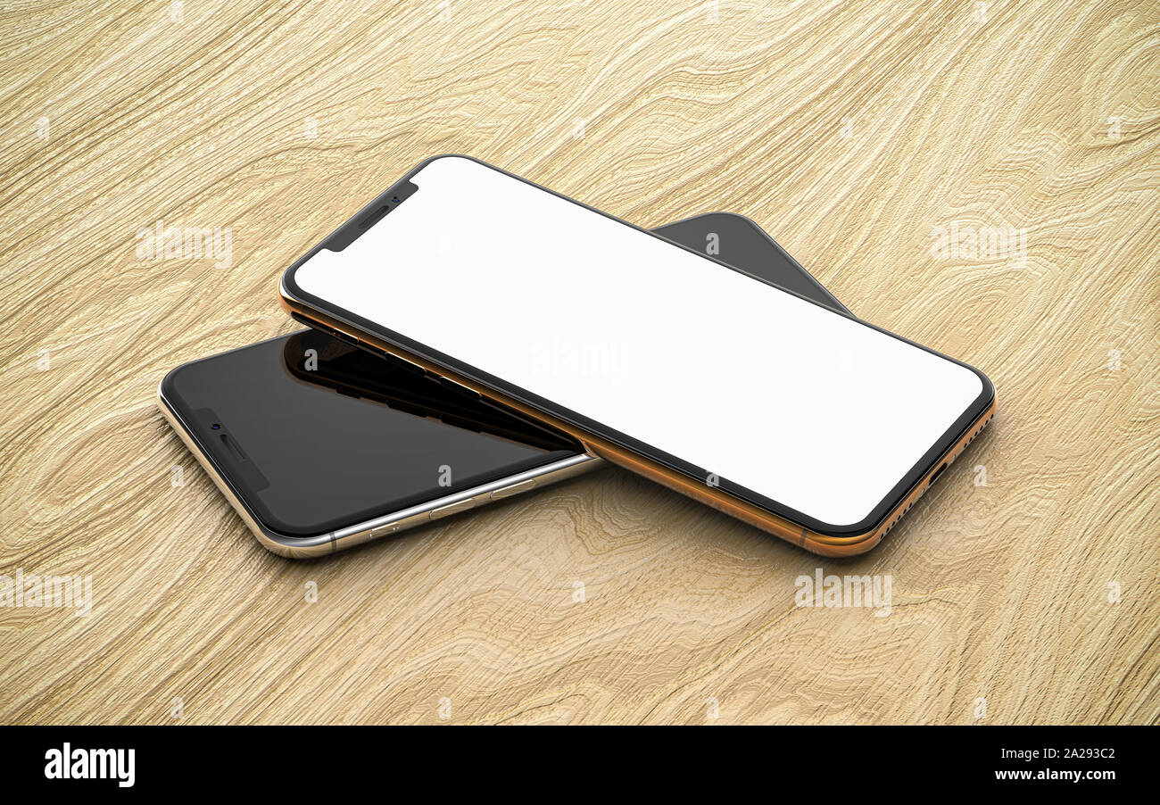Smartphones design, template, isolated on white. Mockup Stock Photo - Alamy
