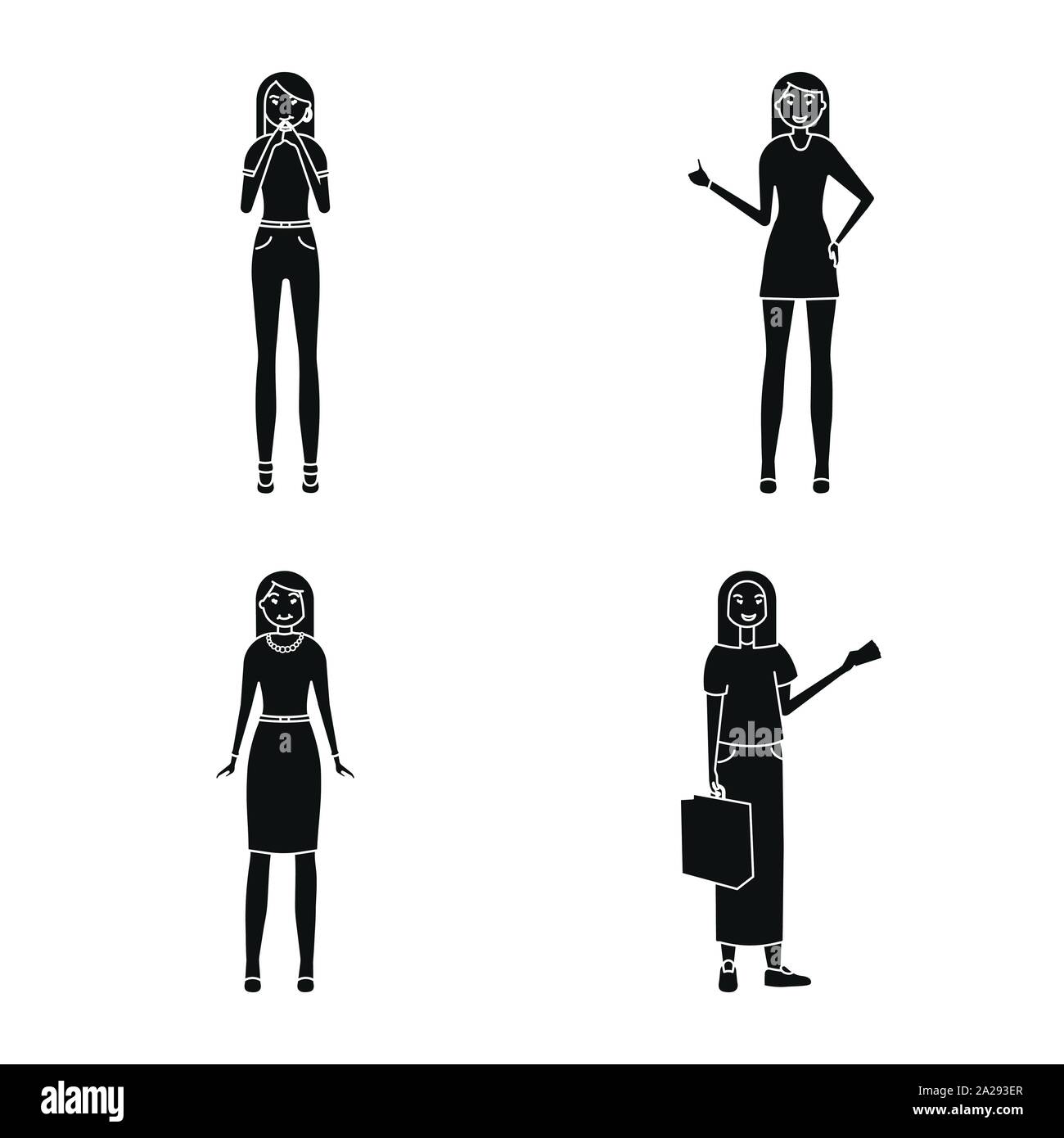 Vector design of emotions and female logo. Collection of emotions and ...