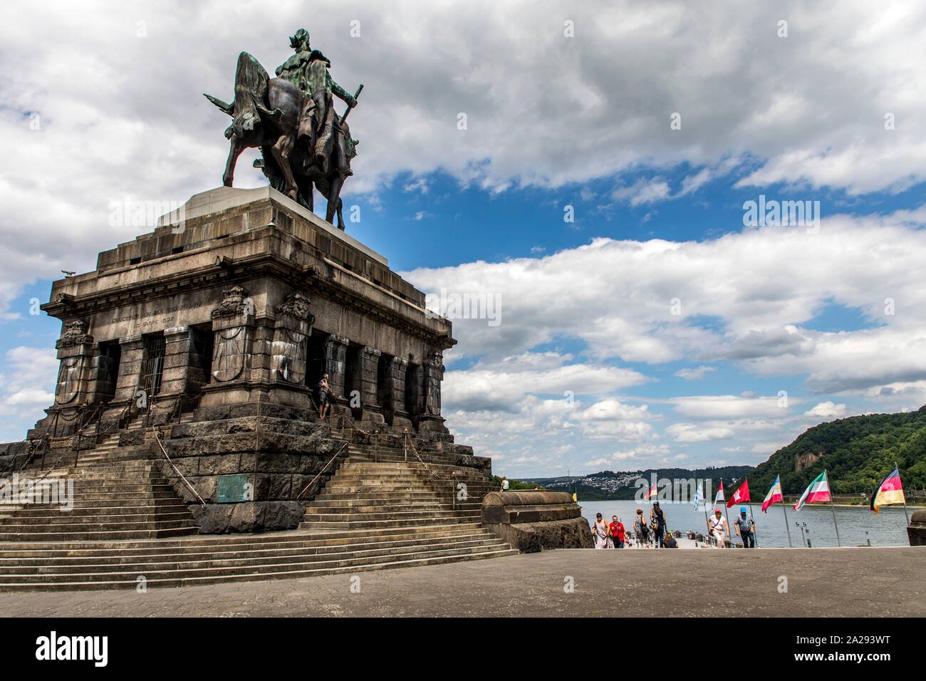 Koblenz, German Corner, confluence of Moselle and Rhine, equestrian ...