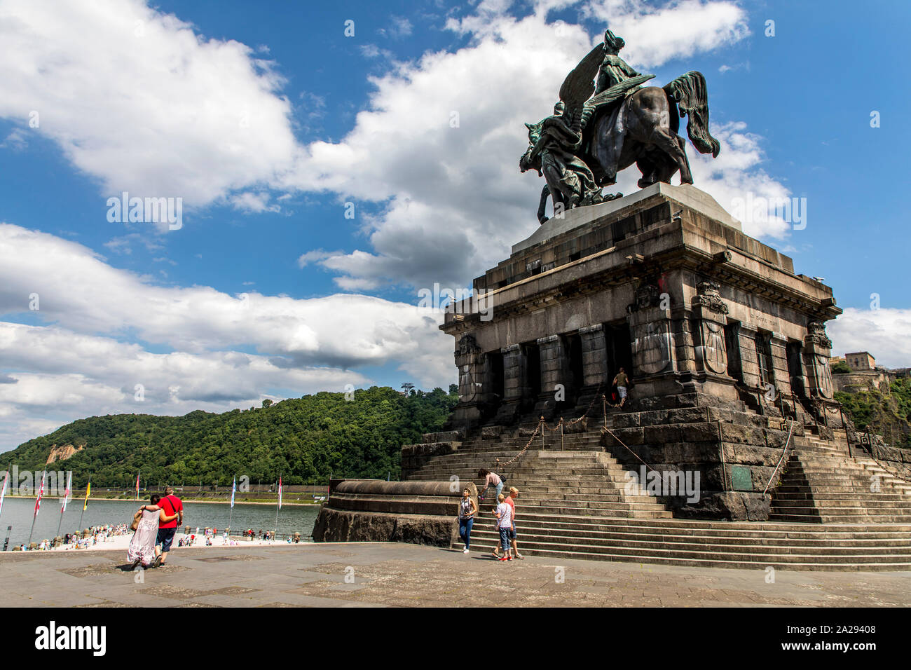 Koblenz, German Corner, confluence of Moselle and Rhine, equestrian ...