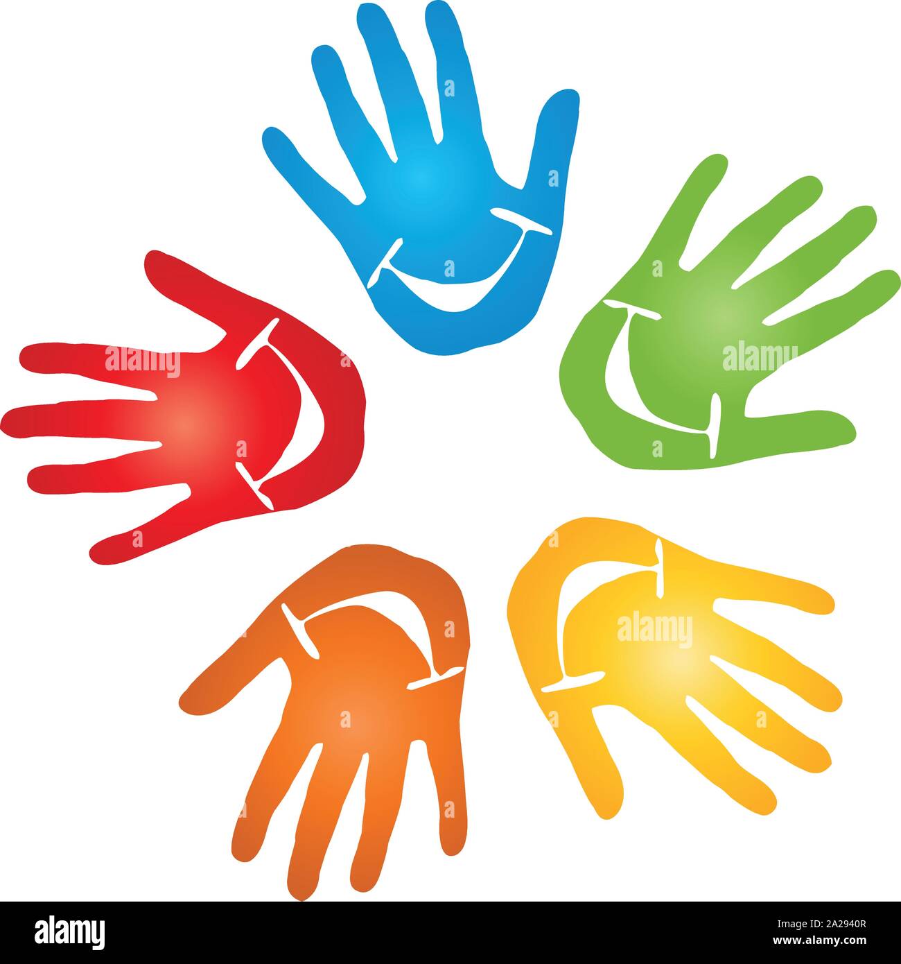 Hands With Smile, Hand, Smile, Kids Logo Stock Vector Image & Art - Alamy