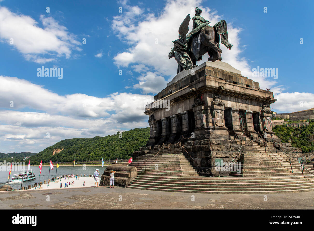 Koblenz, German Corner, confluence of Moselle and Rhine, equestrian ...